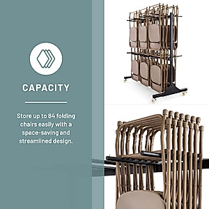 Safco Products Two-Tier Folding Chair Cart, 4199, Commercial Grade Steel, 84 Chair Capacity, Black,33.5"D x 64.5"W x 70.25"H