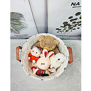 ASKETAM Fabric Laundry Basket Canvas Laundry Hamper for Dirty Clothes Toy Organizer Kid Nursery Room Decor Basket (Gray round triangle)