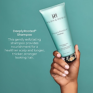 Hush & Hush DeeplyRooted Shampoo - Luxurious Sulfate Free Exfoliating Shampoo - Strengthens Thin, Brittle, & Aging Hair - 200 ML/6.8 Fl Oz