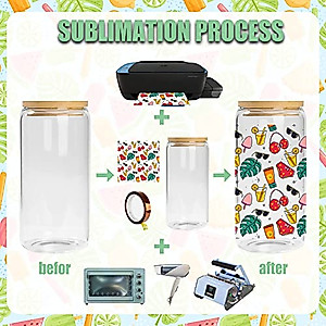 AQUAPHILE 16OZ Sublimation Beer Can Glass with Bamboo Lids and Straw - Blank Glass Ice Coffee Cups Tumbler Mugs for Juice Soda Cocktail(Clear, 2pcs)