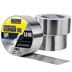 Aluminum Foil Tape for HVAC & Insulation — 3 Pack — Extra Thick 3.6 Mil Silver Metal Duct Tape — 2 Inch x 225 Total Feet — Heat Resistant, Waterproof & Professional Grade Tape for Ductwork