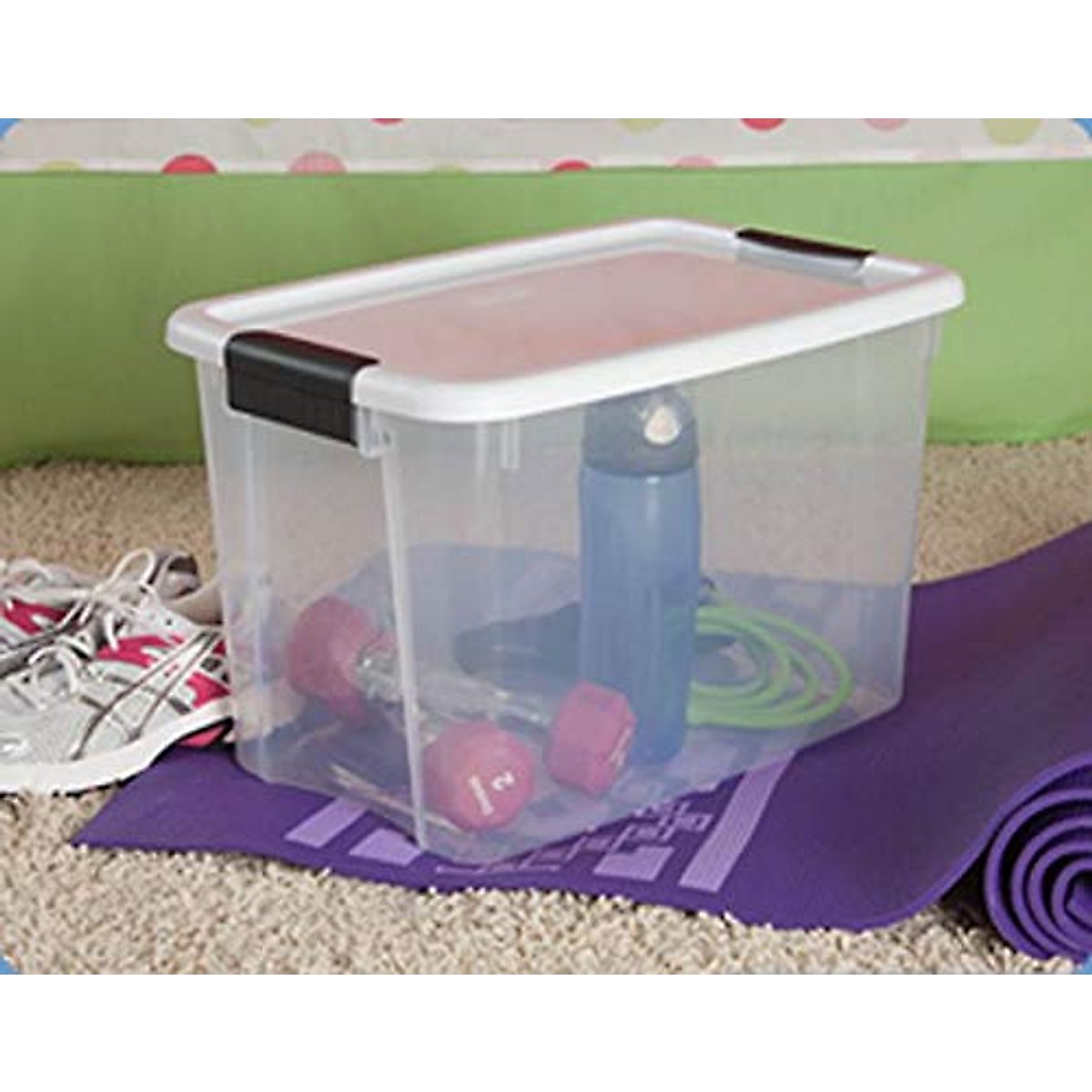 Sterilite 30 Quart Clear Plastic Stackable Storage Container Bin Box Tote with White Latching Lid Organizing Solution for Home & Classroom, 24 Pack