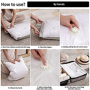 CLEVHOM Vacuum Storage Bags Combo 12 Pack, Vatiety Space Saver Bags for Clothes Beddings Comforters Blankets Quilts Duvets Coat Jacket Sweater, Vacuum Sealer Bags Save 80% Space for Closet Organizers and Storage