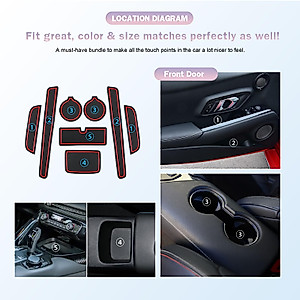 2020-2025 Toyoat Supra GR Center Console Liners Mats Cup Holder Inserts Mats Non-Slip Center 2025 Supra GR Console Shifter Liner Trim Mats Anti-dust Door Pocket Liners Accessories 8 PCS(Red)