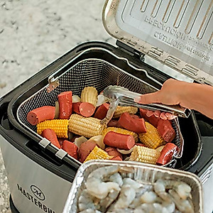 Masterbuilt MB20012420 Butterball XL 10 Liter Electric 3-in-1 Deep Fryer Boiler Steamer Cooker with Basket for Turkey, Seafood, & More, Silver