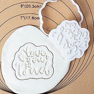 Flycalf Father Cookie Cutters with Plunger Stamps Hardware Love Dad Tools Letter Baking Detailed Kitchen Cake Decor Plastic 3.5" Cutter Molds Gifts