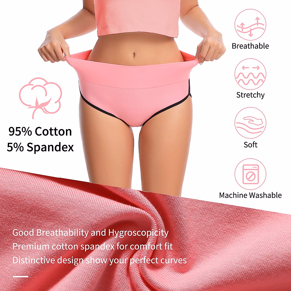 CAILECOTTON Womens Underwear Cotton Briefs for Women Plus Size Panties for Women Pack 2/5