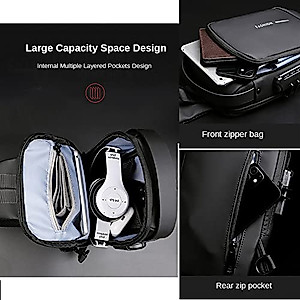 LELEBEAR Anti Theft Sling Bag, Usb Charging Sport Sling Anti-theft Shoulder Bag Waterproof Chest Bag (grey-brown)
