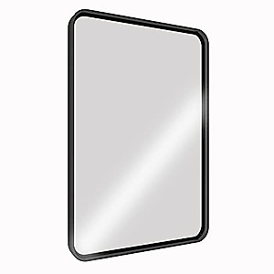 Abelockand 22" x 30" Black Rectangle Matte Black Metal Framed Bathroom Mirror, Wall Mounted Black Vanity Mirror, Horizontally or Vertically