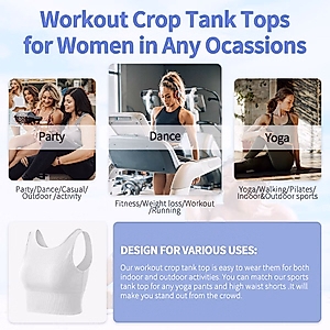 Workout Crop Tank Tops for Women Solid Comfort Sleeveless Shirts for Casual Sports Fitness Yoga Reversible Ribbed Tops White XXL