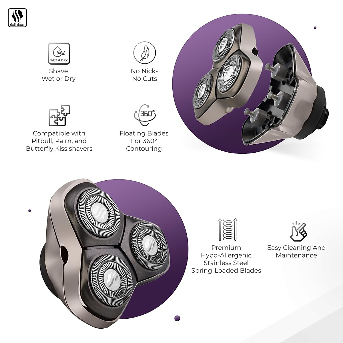 Skull Shaver Carver PRO 3 Head Replacement Blade | Electric shaver replacement heads