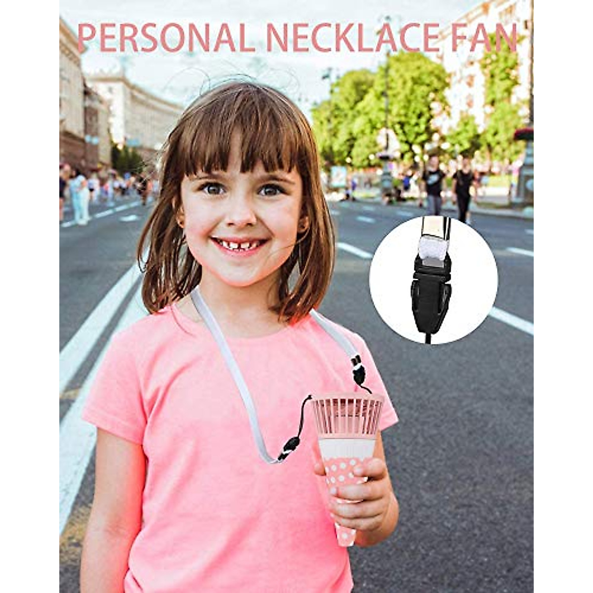 phinacreny Ice Cream Cone Fan, Portable Mini USB Charging Silent Lazy Hanging Neck Cone Fan