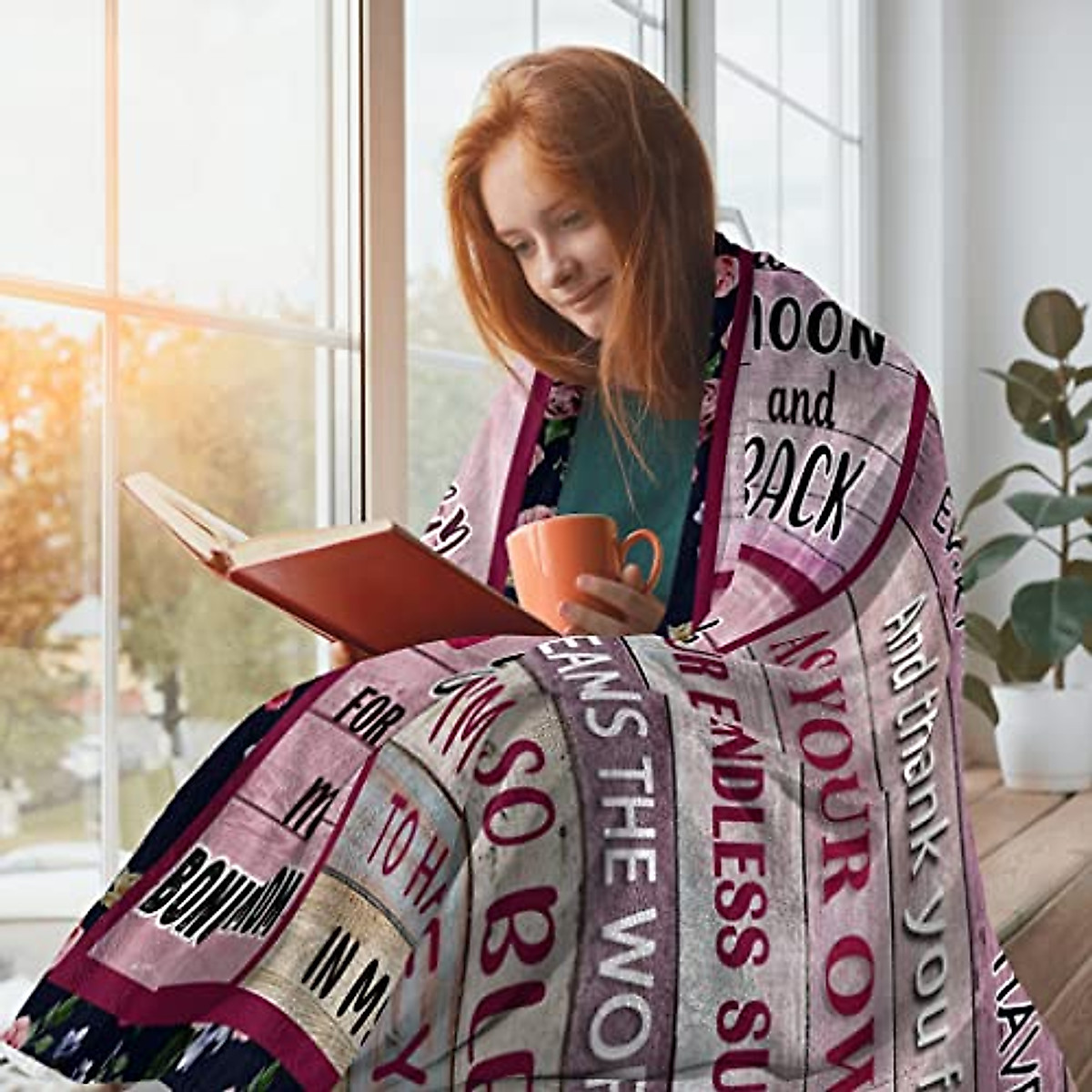 Bonus Mom Stepmom Gifts Blanket from Bonus Daughter Son, to My Bonus Mom Blankets for Birthday, Step Mom Gifts Soft Flannel Throw Blanket 50"x60"