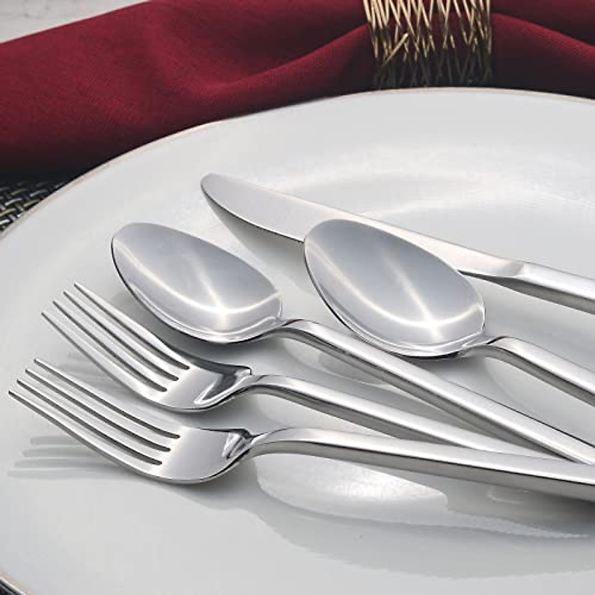 Alata Cube 20-Piece Forged Stainless Steel Flatware Set Cutlery Set,Silverware Set Service for 4,Mirror Finish,Dishwasher Safe