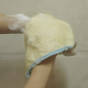 Bleu Bath (6 Pack) Dual-Sided Exfoliating Skin Towel Natural Terry Body Cloth Scrubber Premium Sturdy Loofah Towel Soft and Buffing Wash Cloth White for Either Oil or Dry Skin