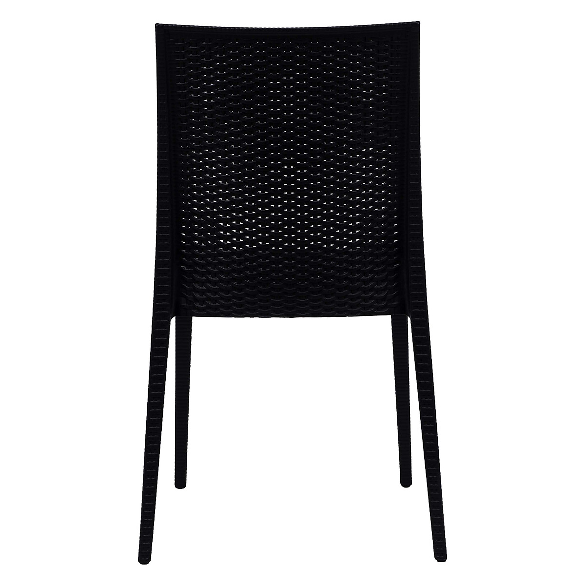 LeisureMod Modern Weave Design Mace Indoor/Outdoor Dining Chair (Set of 2), Black
