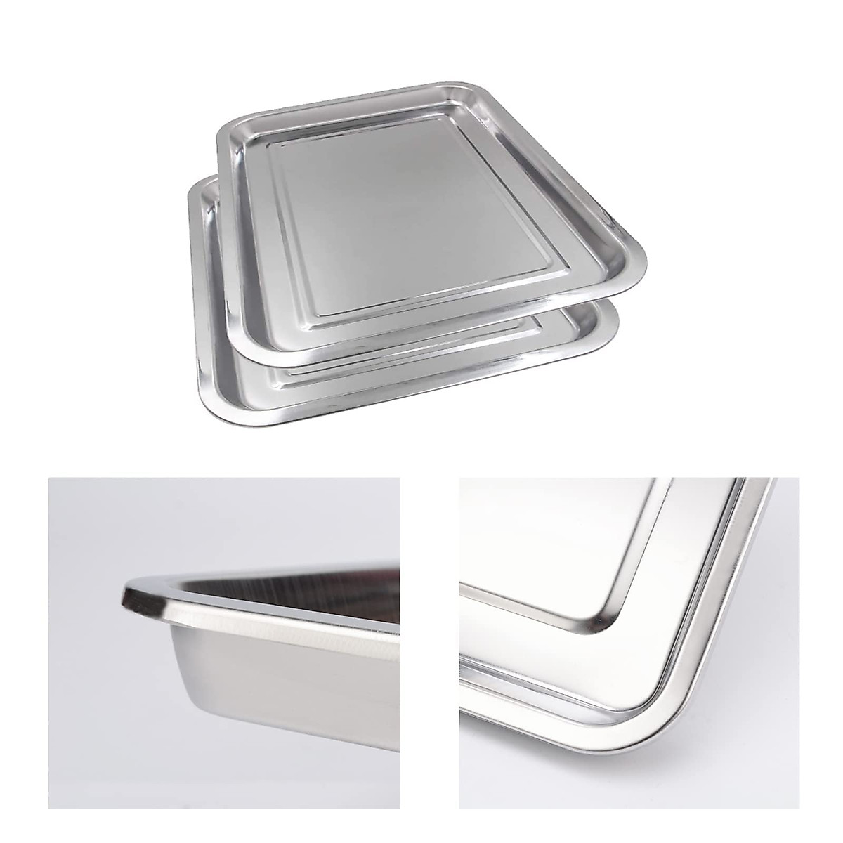 Tattoo Stainless Steel Tray - Usiriy 2 Pack 13.5" X 10" Stainless Steel Tattoo Trays Dental Tray Body Piercing Instrument Tool for Tattoo Supplies, Tattoo Kits