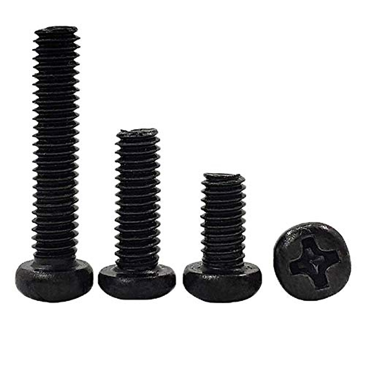 250pcs for Laptop for Computer Screws Assemble Fastening Flat Head Screws Black Repair Kits Round Pan Head Screw Bolt - (Size: M2.5/ 4mm) SCRW-103917