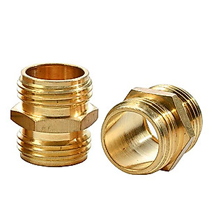 2 Pack 3/4 Inch Brass Garden Hose Adapter Male to Male Quick Connector