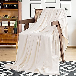 RECYCO Fleece Blanket Twin Size for Couch, Super Soft Twin Blanket for Bed, Lightweight Fuzzy Cozy Warm Cream White Throw Blanket for Couch, Large Oversized Blanket Throw for Sofa, Chair 60"x80"
