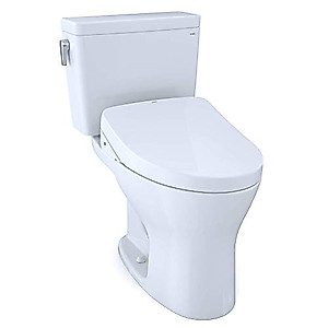 TOTO MW7463056CEMFGA.10#01 Drake WASHLET Two-Piece Dual Universal Height with 10 Inch Rough-in DYNAMAX Tornado Toilet with Auto Flush S550e Bidet Seat, 1.28 and 0.8 GPF, Cotton White