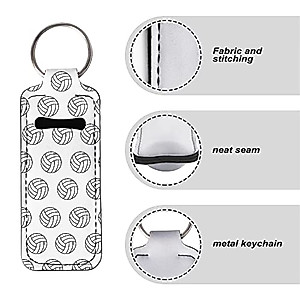 Suobstales Volleyball Chapstick Holder Volleyball Compact Lipstick Holders Lip Balm Holster Portable Pocket Lip Gloss Tube Holder Gifts Bags for Girl Women Men Teens Sports Team Accessories