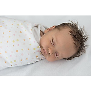 Amazing Baby Large Receiving Blanket, Ultimate Swaddle for Baby Boys, Girls, Softest US Cotton Flannel, Best Shower Gift, MADE in USA, Playful Dots Multi Pink, Mom’s Choice Winner, 42x42"