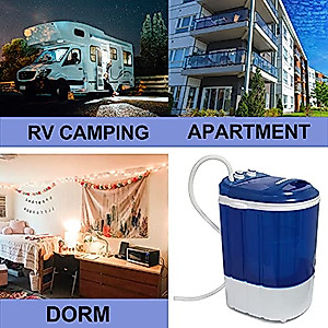 HTTMT- 7LB Capacity Portable Mini Washing Machine w/Spinner Timer Control Compact Clothes Laundry Washing Machine For Apartment Traveling RV Water Saving Kids [P/N: ET-HOME007-BLUE]