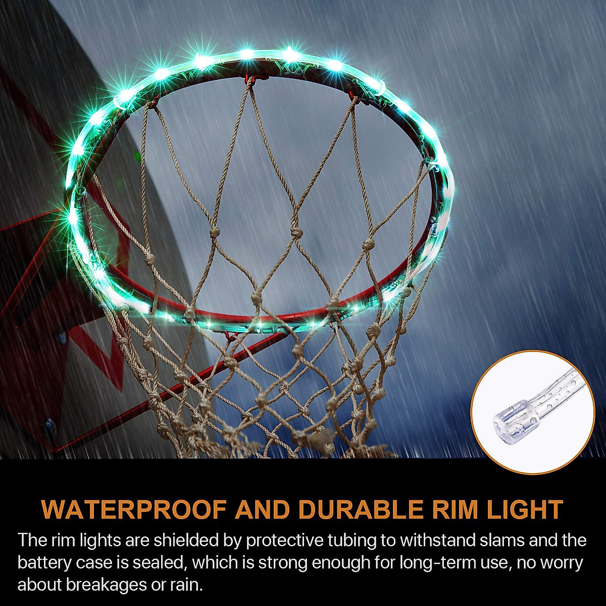 Waybelive LED Basketball Hoop Lights, Remote Control Basketball Rim LED Light, 16 Color Change by Yourself, Waterproof, Super Bright to Play at Night Outdoors, Good Gift for Kids