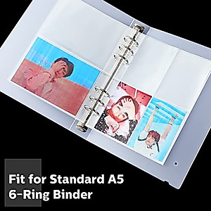 CHENGU Binder Pockets Clear 4 Pocket 2 Pocket 1 Pocket Pouch Document Folders Trading Card Binder Card Sleeves Photo Album Pages for 6 Ring Binder A5 Pocket Sleeves Refill Sheets (30 Pcs)