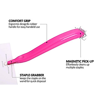 Professional Magnetic Staple Remover Puller Staple Puller Tool Staples Remover Staple Removal Tool for School Office Home (Orange, Rose, Green)