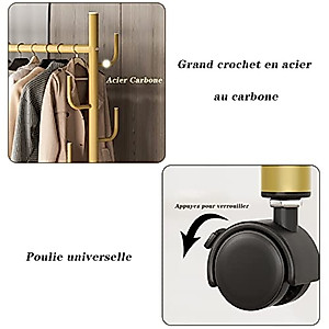 GAOZHE Industrial Pipe Clothing Rack Clothing Racks On Wheels, Retail Clothes Rack with Wheels Vintage Garment Rack with Shelves (Color : Black, Size : 150 * 37 * 165cm)