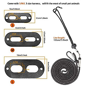 BWOGUE Bearded Dragon Harness and Leash Adjustable Leather Lizard Reptiles Harness Leash for Amphibians and Other Small Pet Animals (S,M,L,3 Pack)