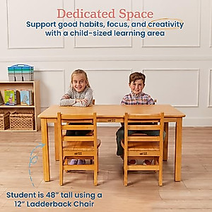ECR4Kids 24in x 48in Rectangular Hardwood Table with 22in Legs, Kids Furniture, Honey