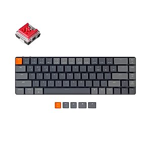 Keychron K7 65% Layout 68-Key Ultra-Slim RGB Backlit Hot-swappable Computer Keyboard for Mac Windows, Wireless Bluetooth/Wired USB Mechanical Keyboard with Low-Profile Optical Blue Switch