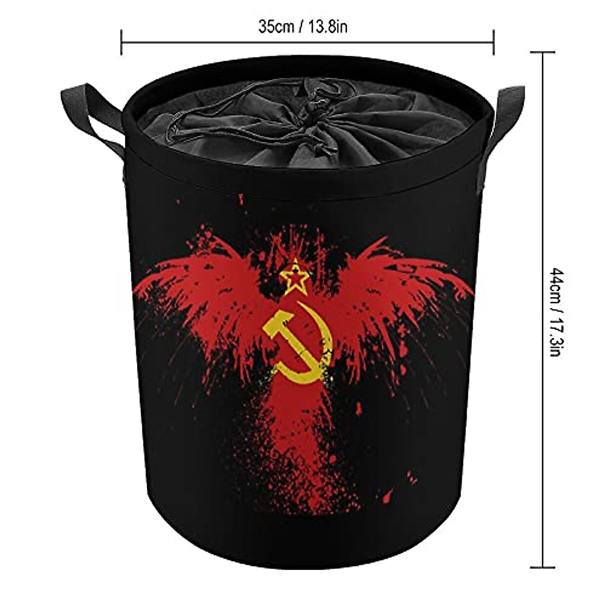Nudquio Russia Hammer Flags Hook USSR Sickle Laundry Basket with Drawstring Closure Lid and Handles Storage Hamper for Bedroom Office