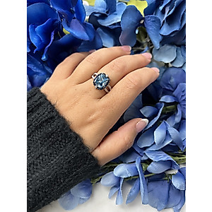 1/3 Carat Diamond, Blue Topaz and Sapphire Halo Engagement Ring for Women in 14k White Gold (G-H, VS2-SI1, cttw) Promise Anniversary Ring Size 8 by LeVian