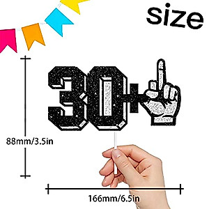 Happy Birthday 30＋1 Middle Finger Cake Decor 31st Birthday Cake Topper for Boys Girls Cheer to 31 Years Old Theme Party Decoration Supplies Cool Black Glitter