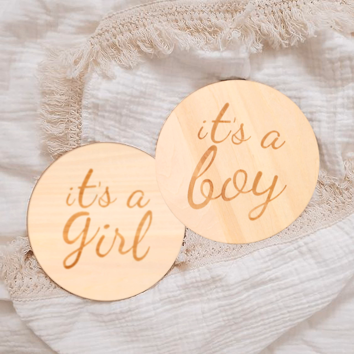 It'S A Boy/Girl Sign,Gender Reveal,Welcome Home Baby Shower Yard Sign (It'S A Girl (Single)),Newborn Photo Prop,The Perfect Round Wooden Welcome Baby Sign (it' a boy)