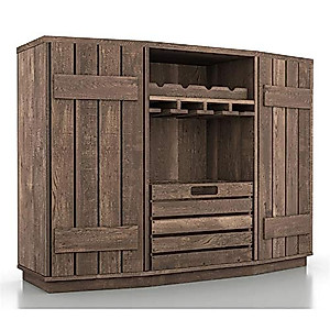 Furniture of America Layfield Wood Multi-Storage Buffet in Reclaimed Oak