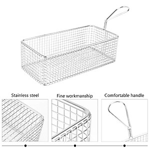 YARDWE Snack Serving Round Serving Tray Frying Basket for Pot Deep Fryer Basket Turkey Fryer Basket Food Tray French Fries Basket Stainless Steel Fry Basket Frying Pan Rectangle