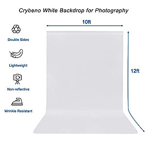 White Backgrounds for Photography, 10 x 12 ft Polyester Chromakey Backdrop Cloth, Collapsible Solid Color Background for Photo Shooting, Streaming Live, Video Studio