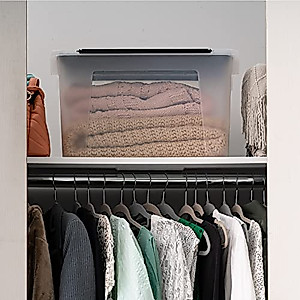 IRIS USA 50.72qt Clear View Wing-lid Plastic Storage Organizing Container Bin, Clear/Black