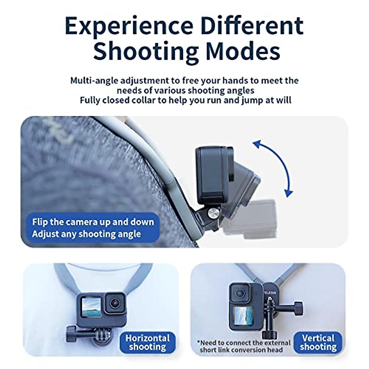 TELESIN Magnet POV Neck Mount Necklace Holder, Chest Shoulder Support Video Vlog Lanyard Body Strap Attachment for GoPro Max Hero 11 10 9 8 7 Insta360 One RS X2 X3 DJI Action 2 3 Accessories