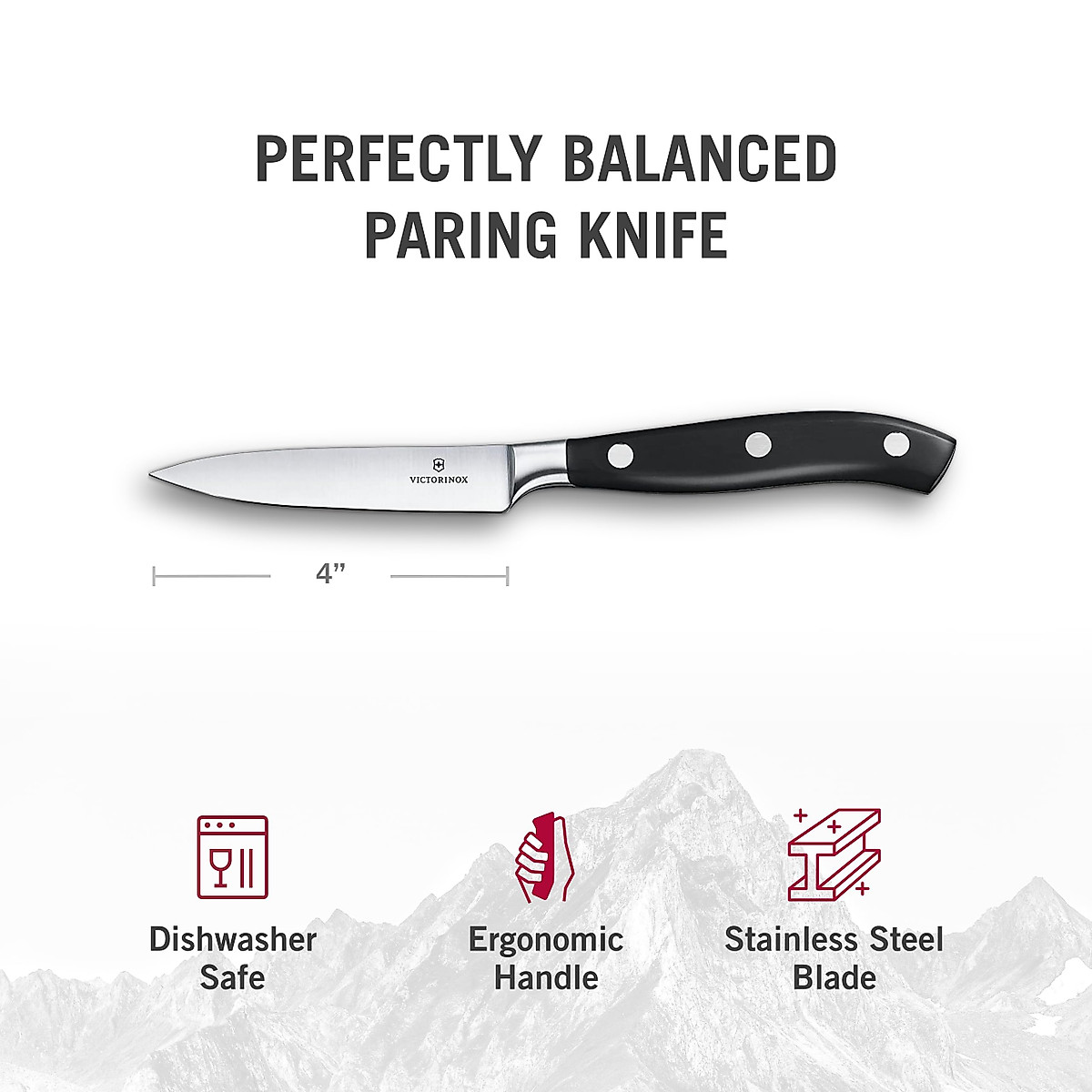 Victorinox Grand Maitre Forged Paring Knife - Kitchen Knife for Slicing Fruits & Vegetables - Ergonomic Cooking Knife - Premium Stainless Steel Cutting Knife for Kitchen Accessories - 4"