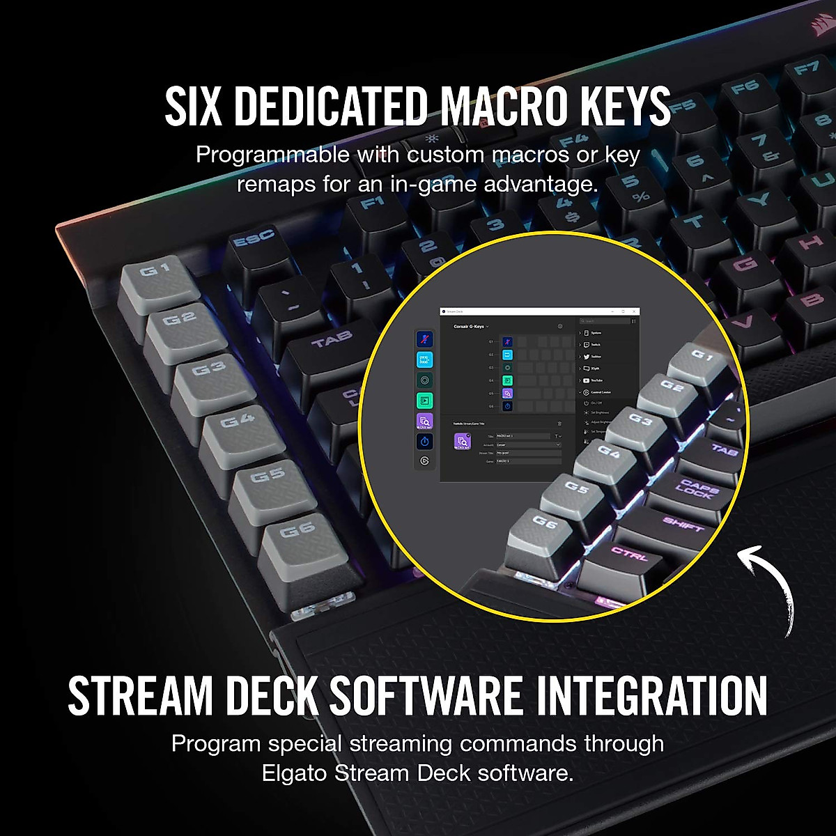 Corsair K95 RGB Platinum Mechanical Gaming Keyboard - 6x Programmable Macro Keys - USB Passthrough & Media Controls - Tactile & Quiet - Cherry MX Brown – RGB LED Backlit