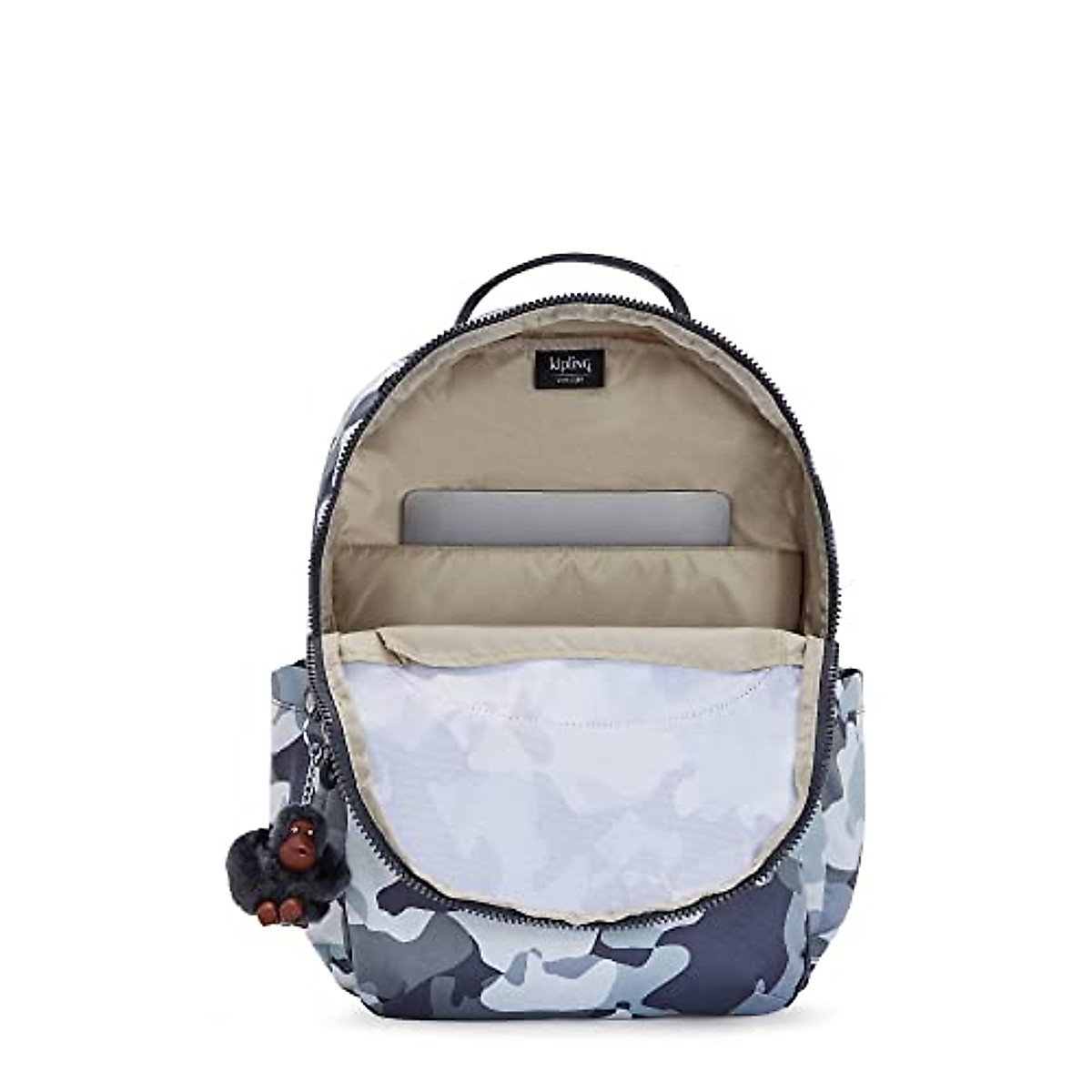 Kipling Seoul Large Printed 15" Laptop Backpack Cool Camo Grey