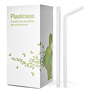 200 Count 100% Plant-Based Wrapped Compostable Straws - Plasticless Biodegradable Flexible Drinking Straws - A Fantastic Eco Friendly Alternative to Plastic Straws