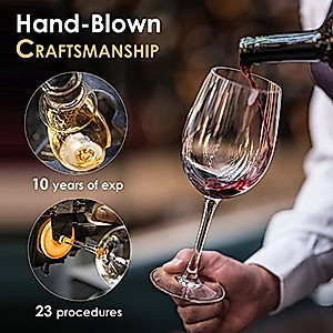 JBHO Hand Blown Italian Style Crystal White or Red Wine Glasses - Gift Packaging for Any Occasion - Lead-Free Premium Crystal Clear Glass - Set of 4-18 Ounce