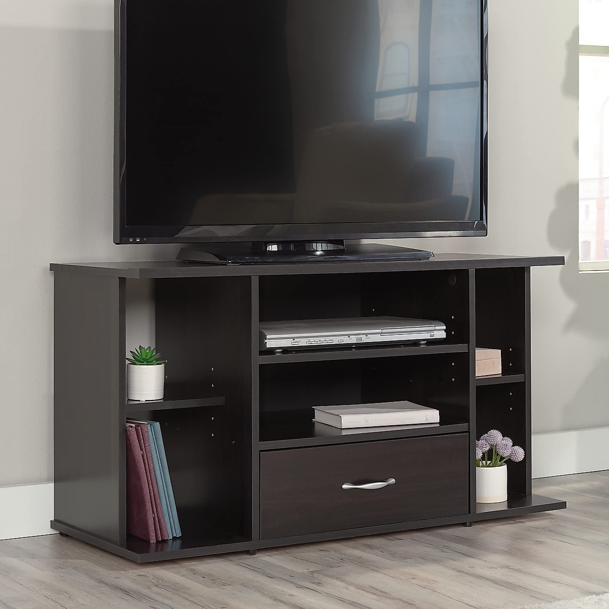 Sauder Beginnings Panel TV Stand, For TV's up to 42", Cinnamon Cherry finish